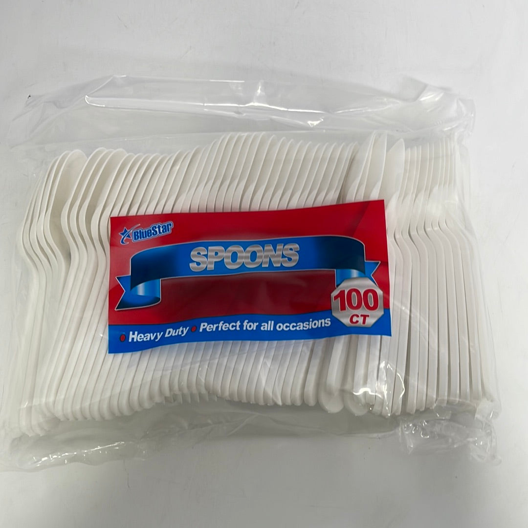 26220 Blue Star PP Spoons 100ct White (10) – CK Wholesale
